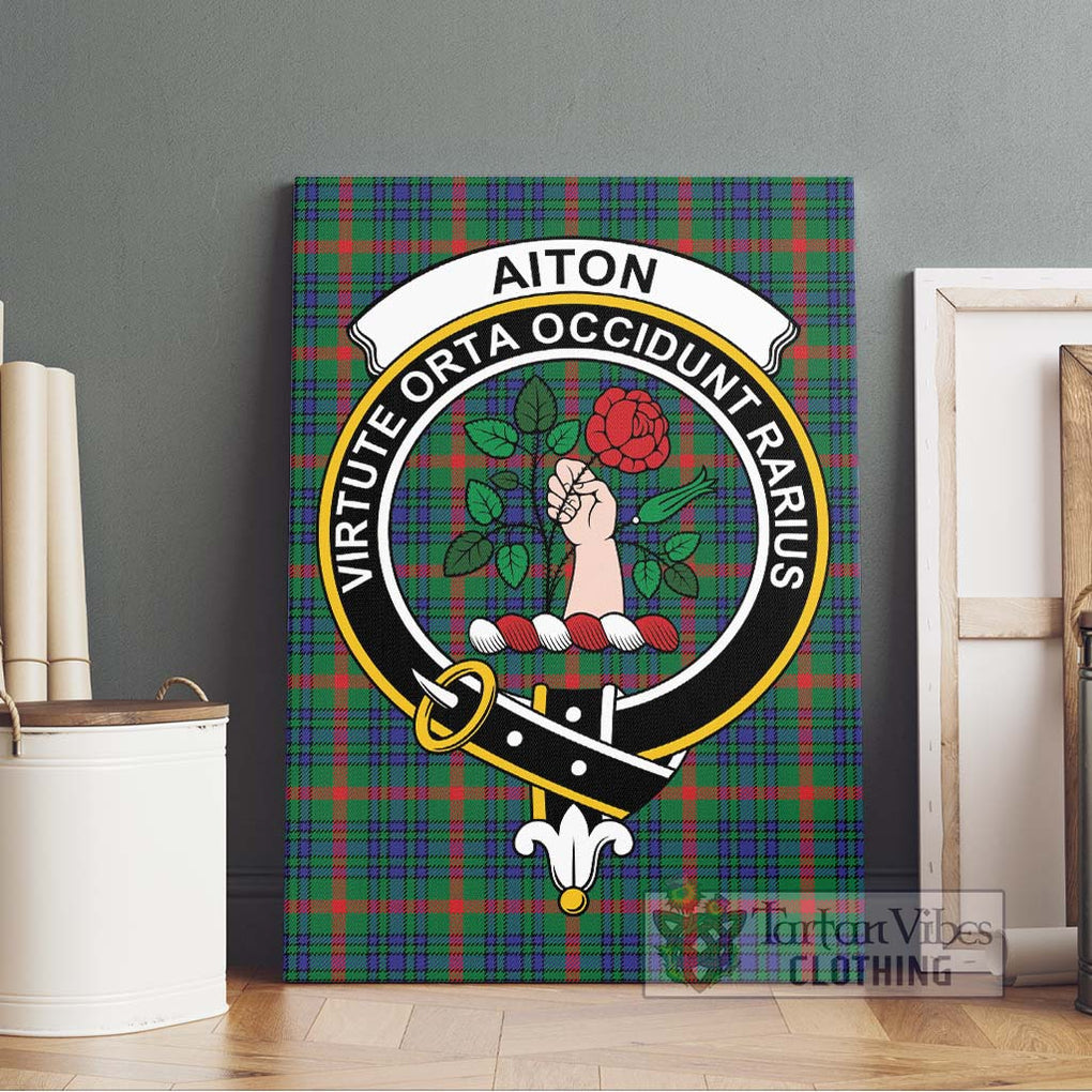 Aiton Tartan Canvas Print Wall Art with Family Crest