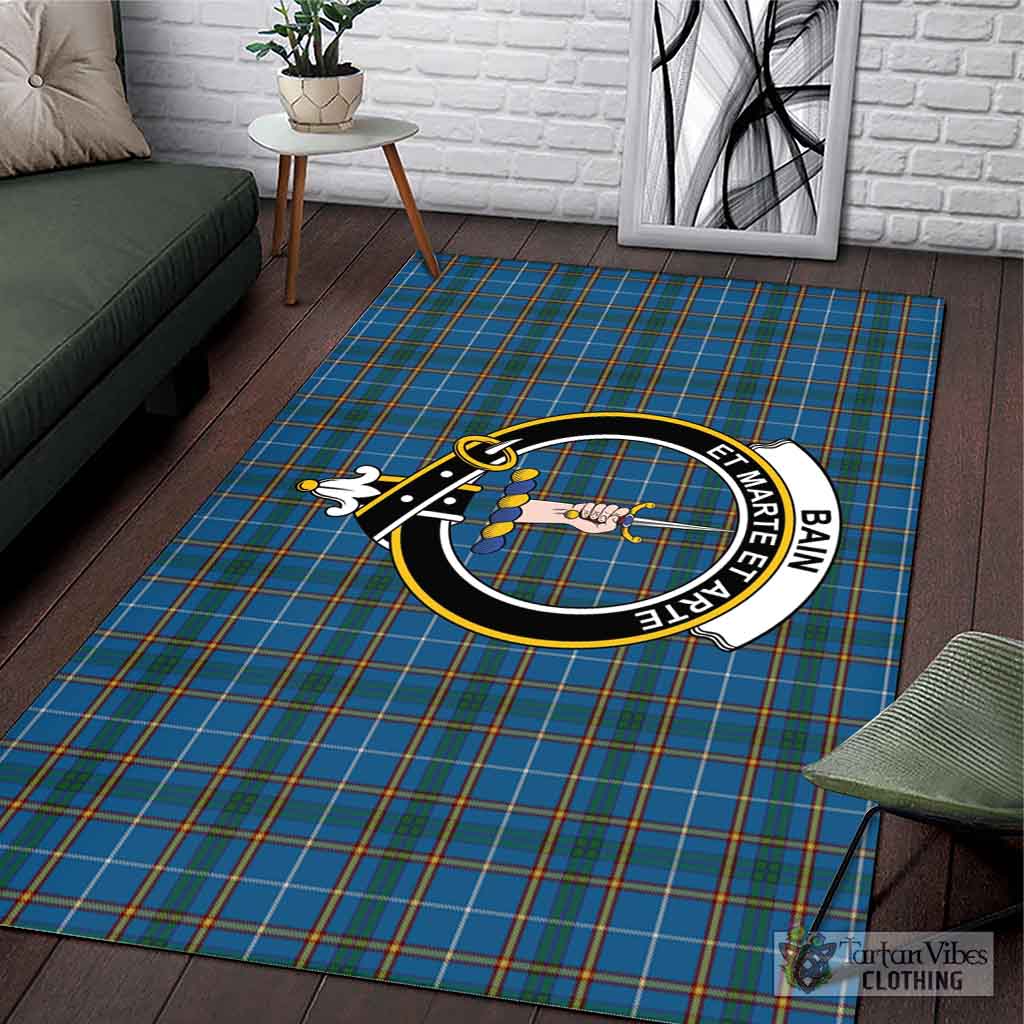 Bain Tartan Area Rug with Family Crest