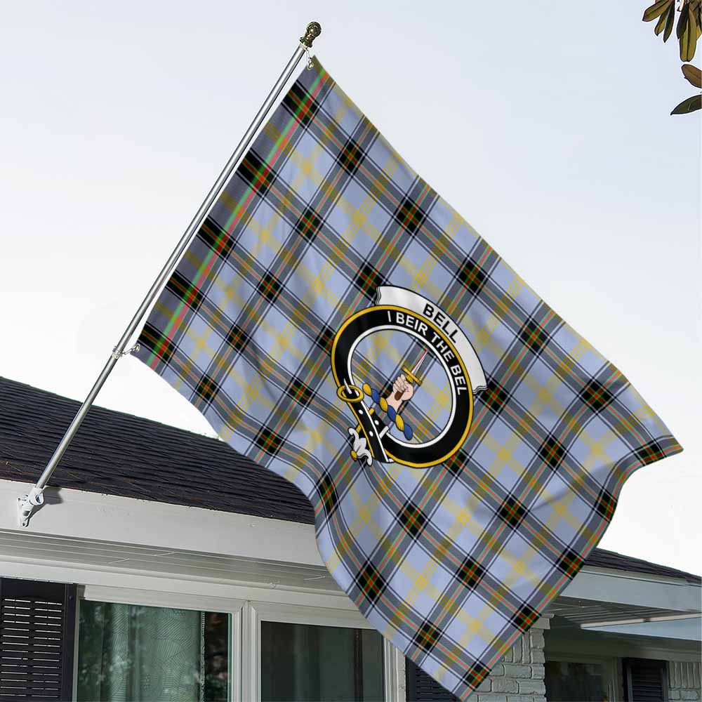 Bell Tartan House Flag with Family Crest