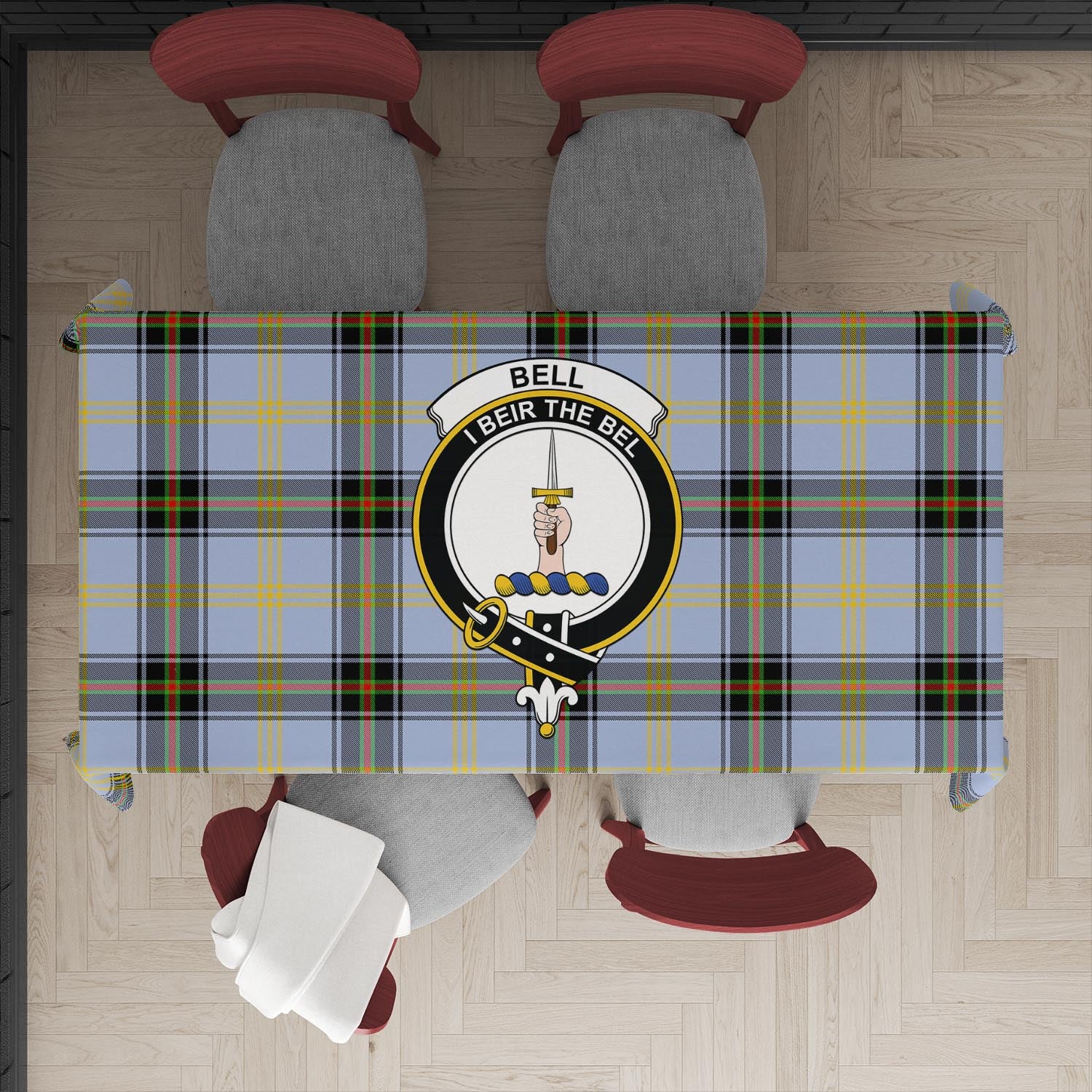 Bell Tartan Tablecloth with Family Crest