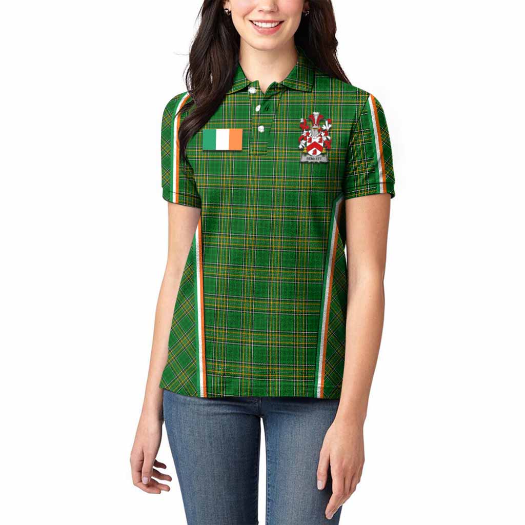 Bennett Irish Clan Coat of Arm Tartan Women Polo Shirt Flag Style ...