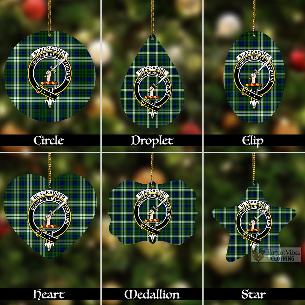 Blackadder Tartan Christmas Aluminium Ornament with Family Crest