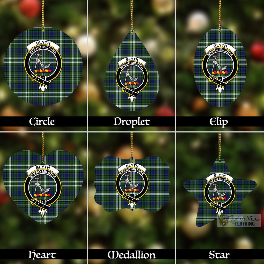 Blyth Tartan Christmas Aluminium Ornament with Family Crest
