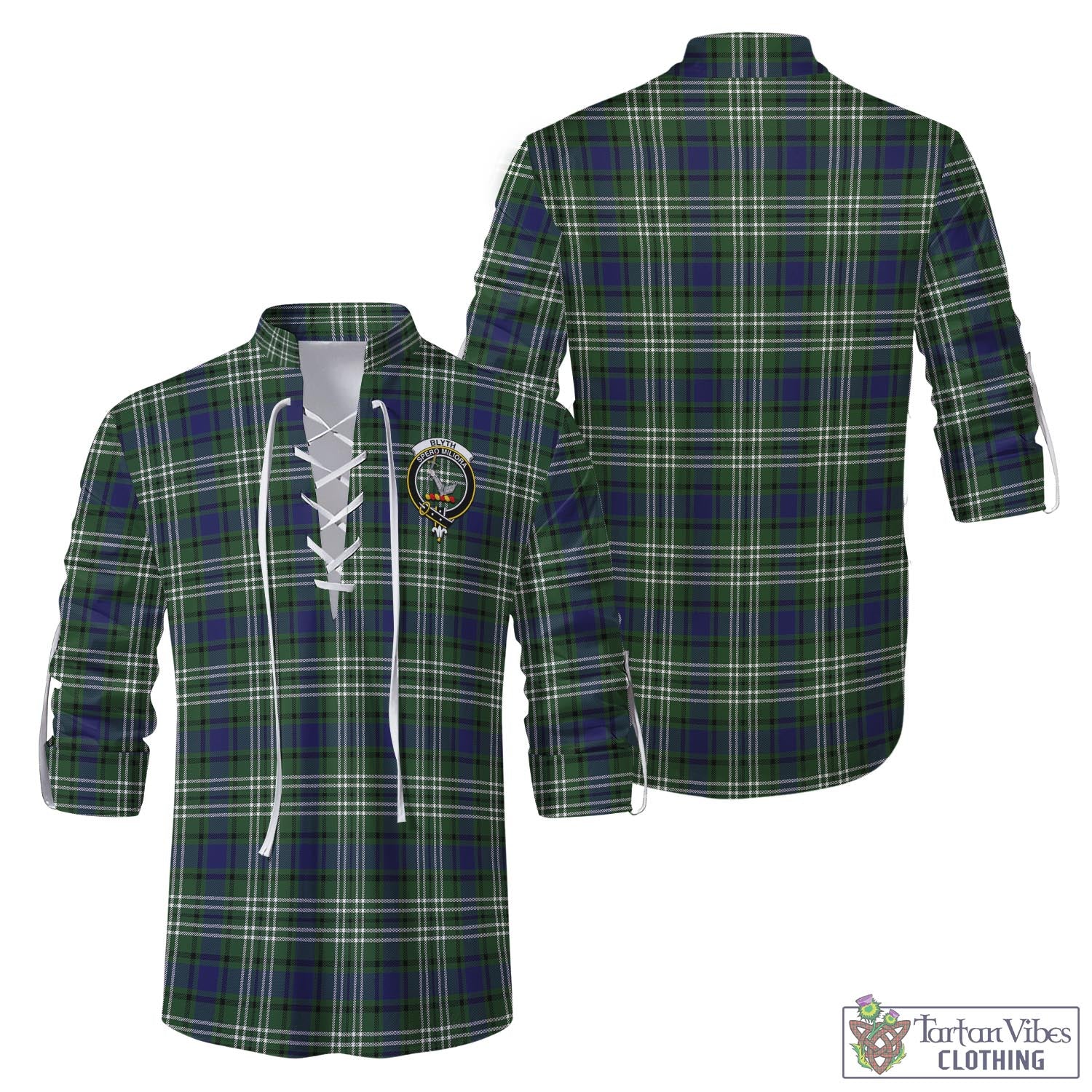 Blyth Tartan Men's Scottish Traditional Jacobite Ghillie Kilt Shirt wi