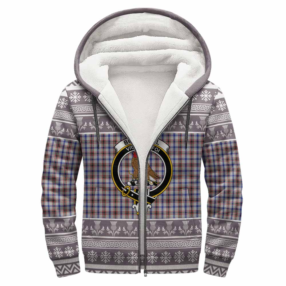 Boswell Clan Tartan Christmas Fleece Hoodie with Family Crest
