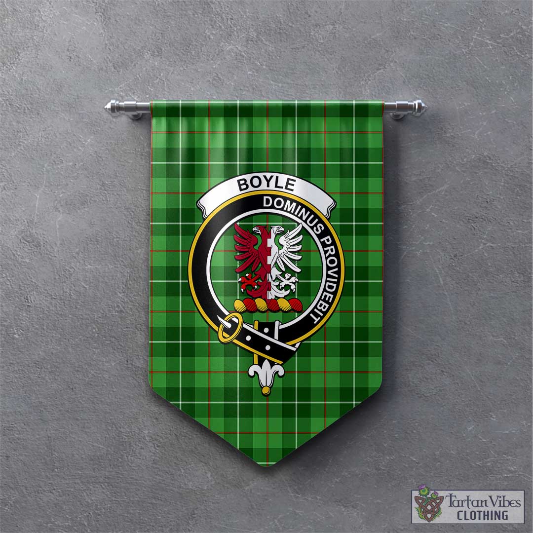 Boyle Tartan Gonfalon, Tartan Banner with Family Crest