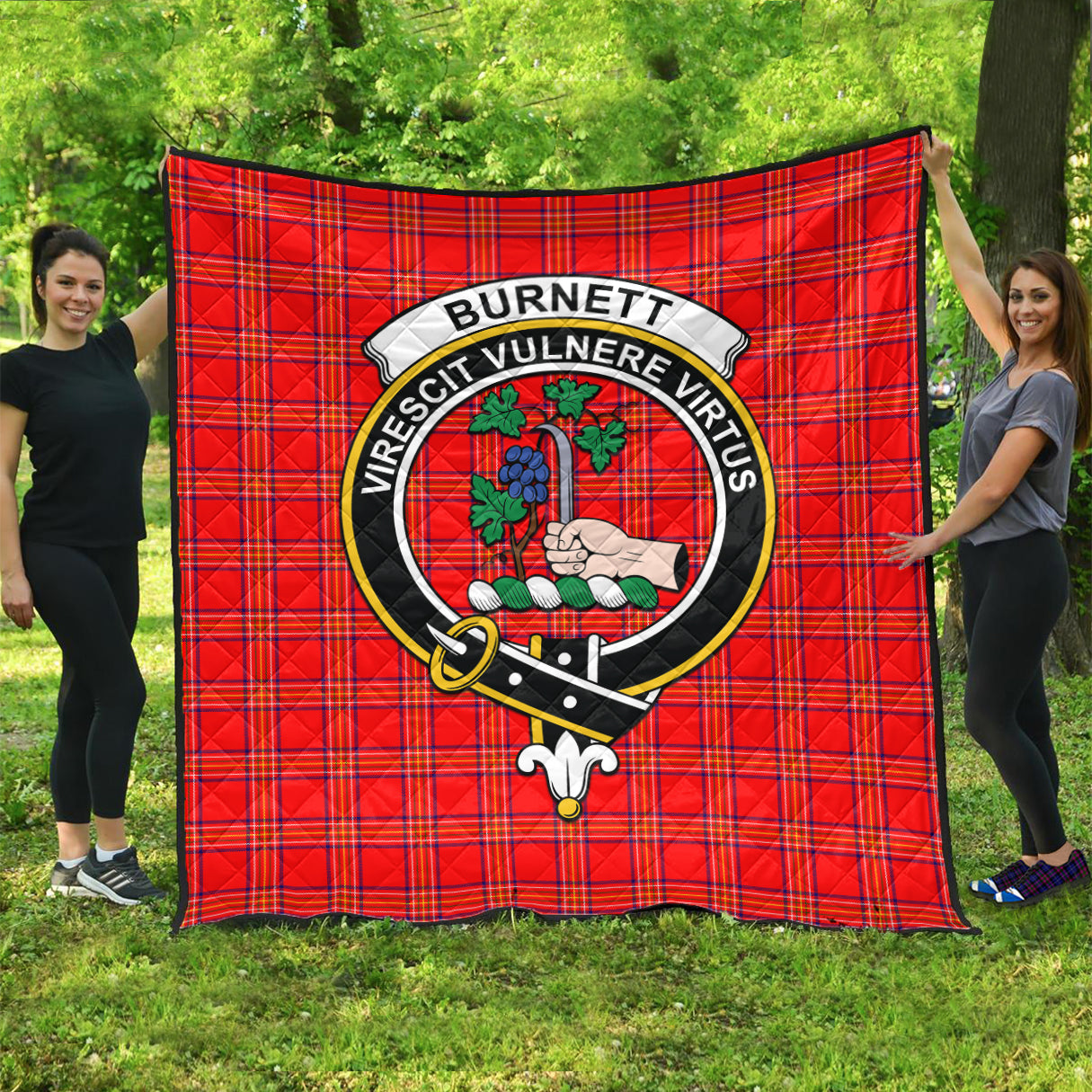 Burnett Modern Tartan Quilt with Family Crest