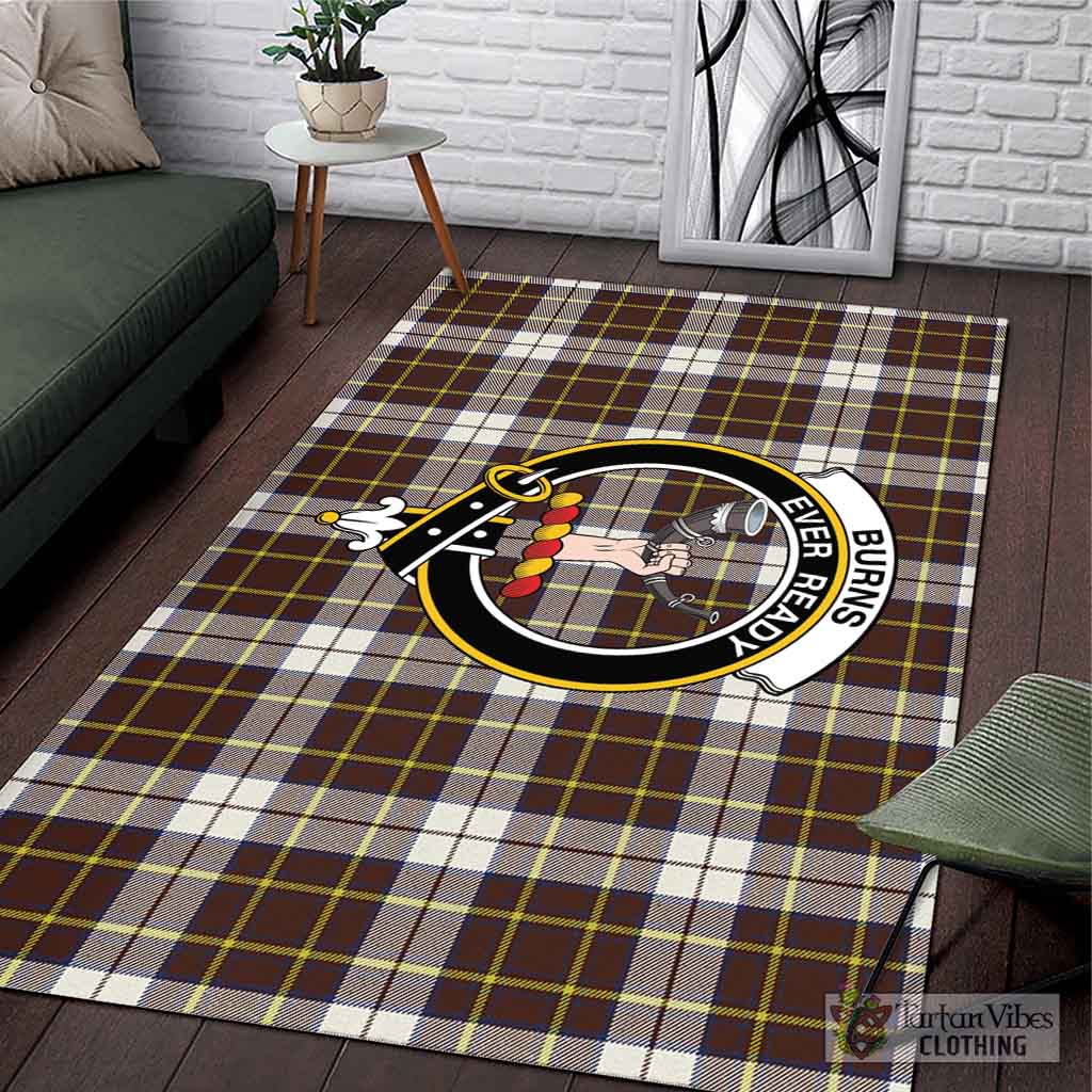 Burns Battalion Weathered Tartan Area Rug with Family Crest