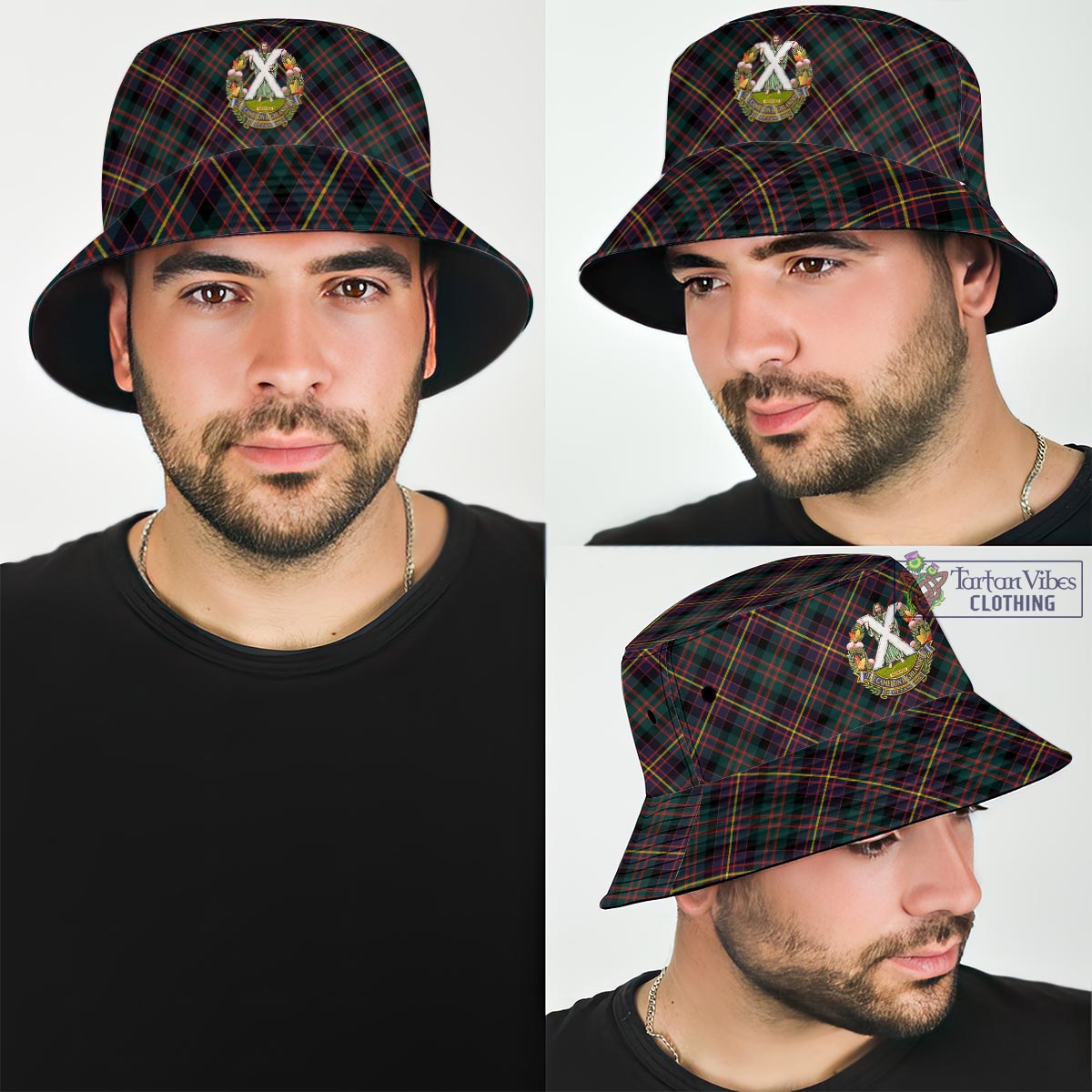 Cameron Highlanders of Ottawa Tartan Bucket Hat with Family Crest ...