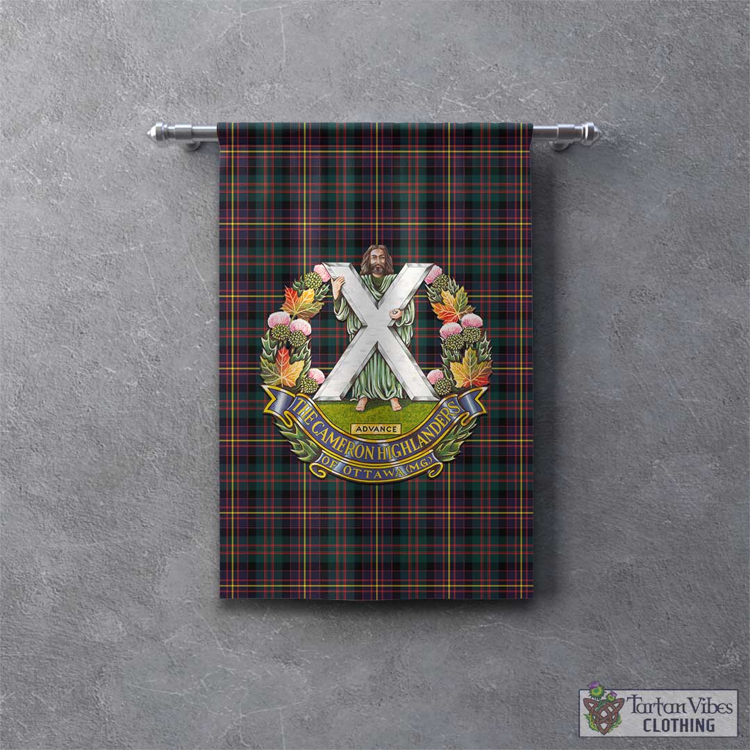 Cameron Highlanders of Ottawa Tartan Gonfalon, Tartan Banner with Fami
