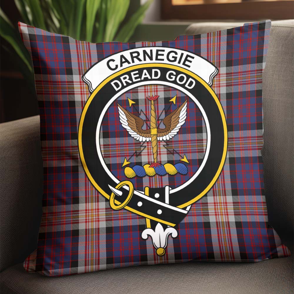 Carnegie Tartan Pillow Cover with Family Crest - Tartanvibesclothing