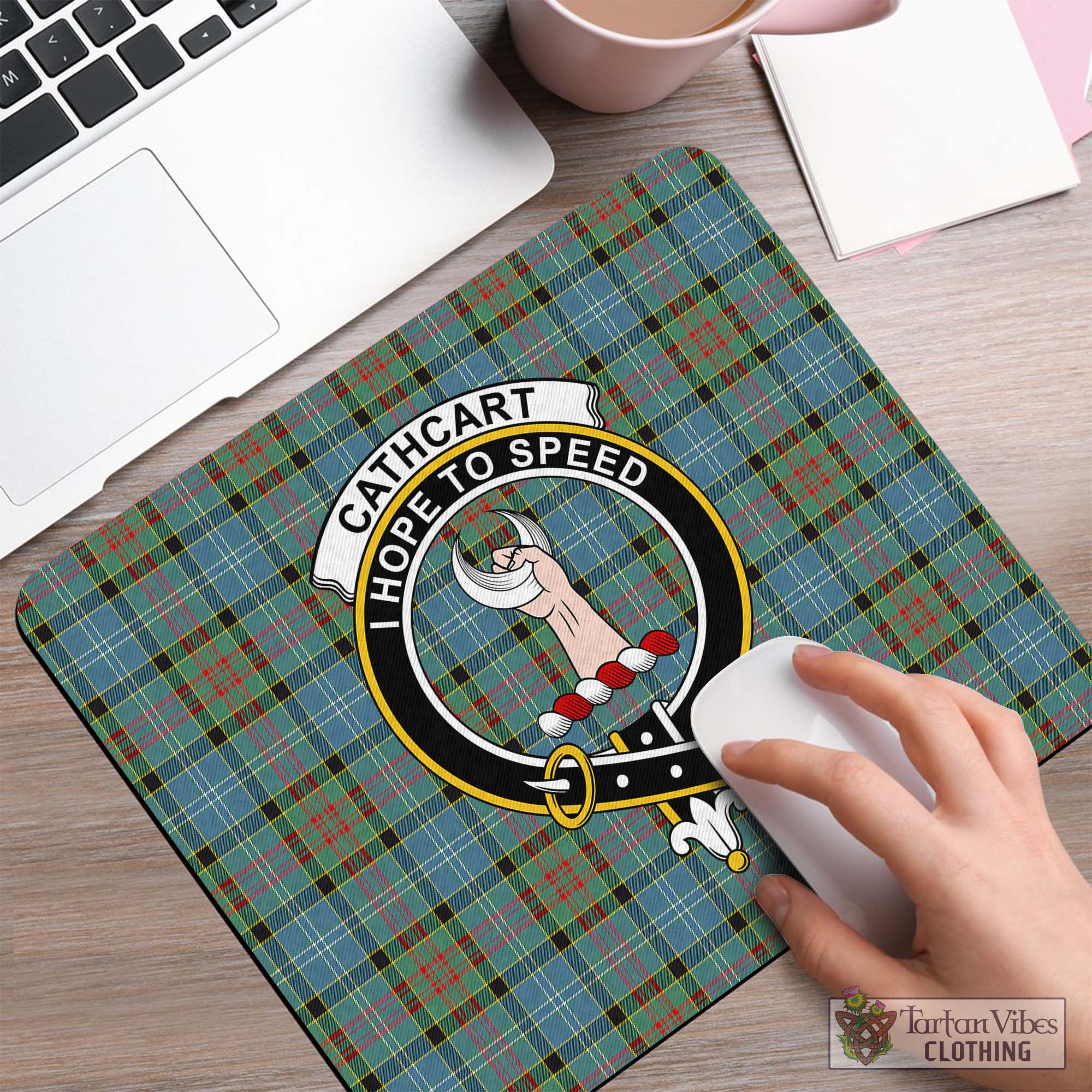 Cathcart Tartan Mouse Pad with Family Crest
