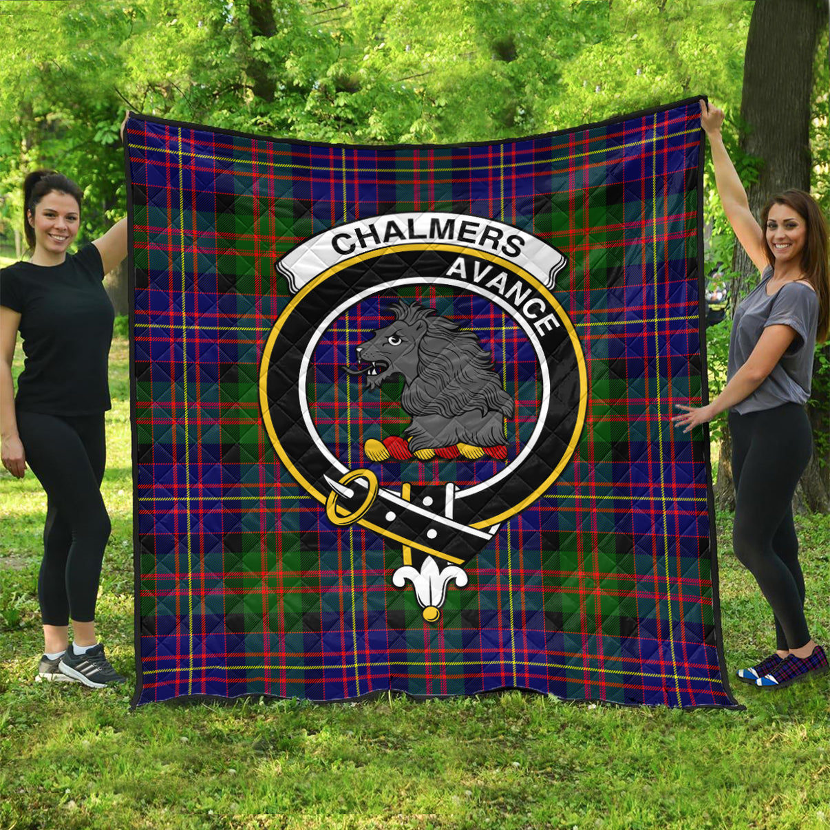 Chalmers Tartan Quilt with Family Crest