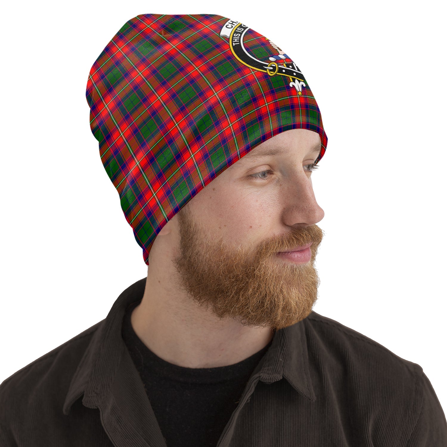 Charteris Tartan Beanies Hat with Family Crest - Tartanvibesclothing
