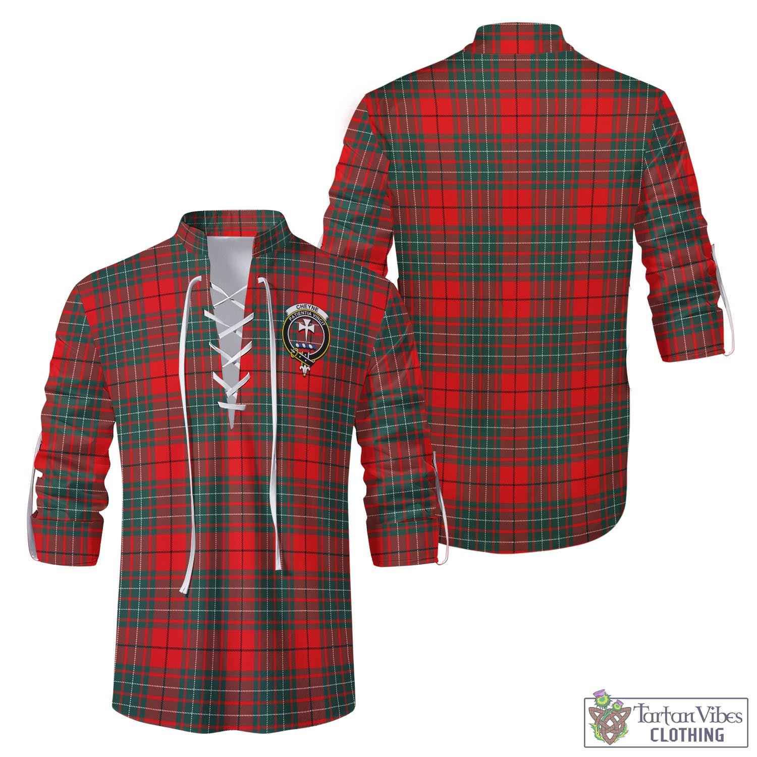 Cheyne Tartan Men's Scottish Traditional Jacobite Ghillie Kilt Shirt w
