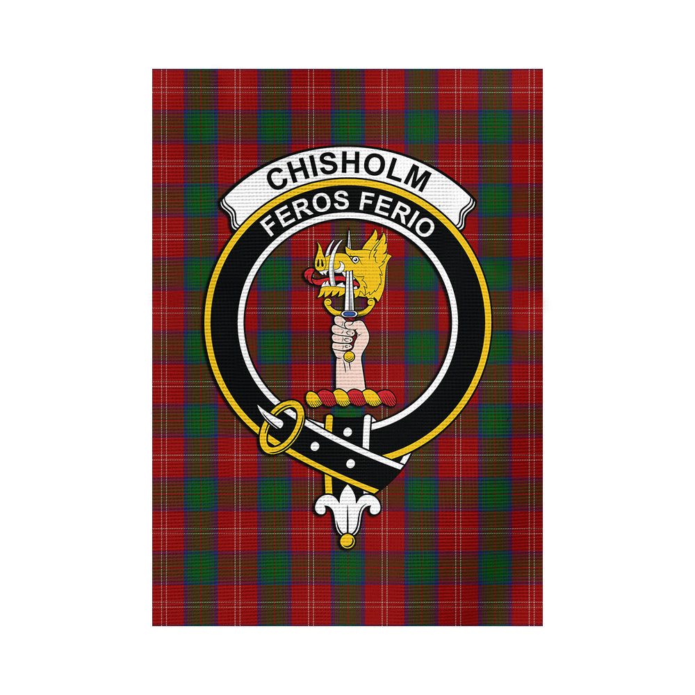 Chisholm Tartan Garden Flag with Family Crest