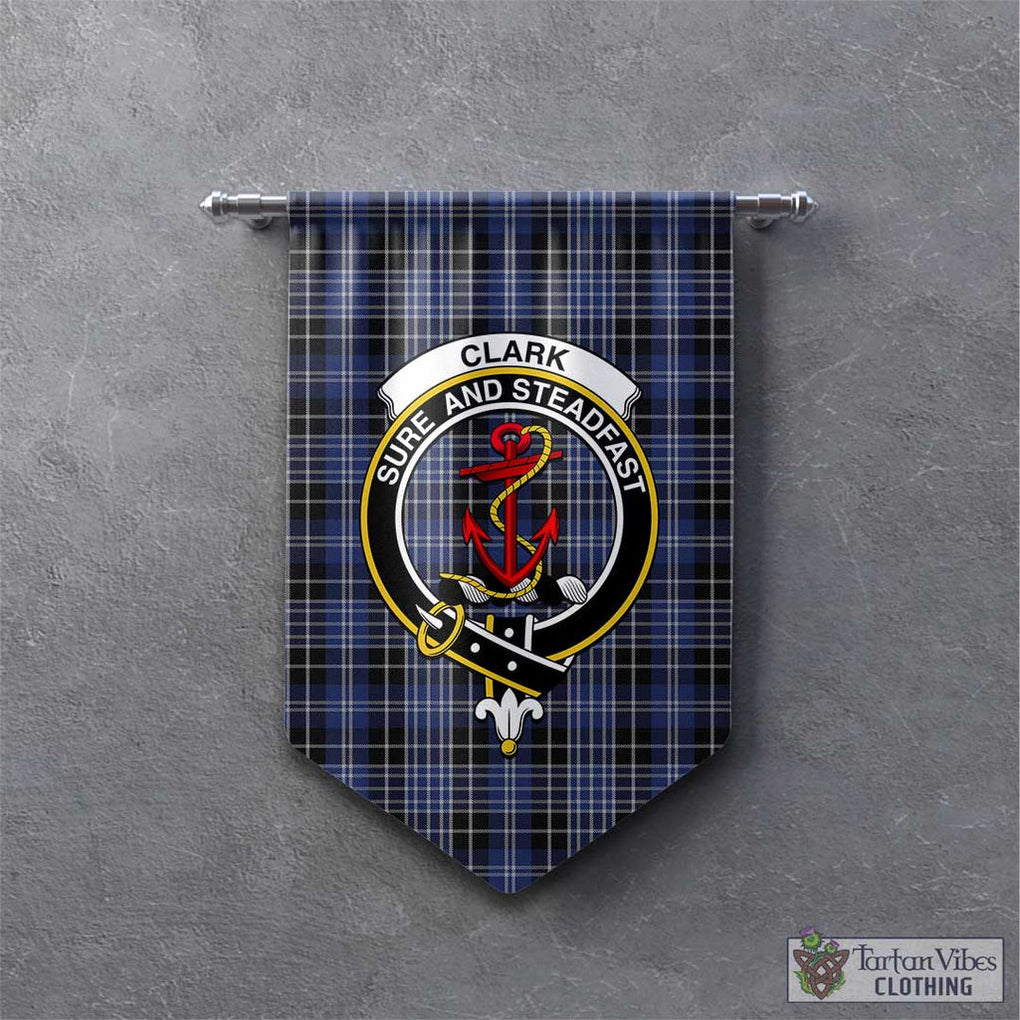 Clark (Clarke) Tartan Gonfalon, Tartan Banner with Family Crest