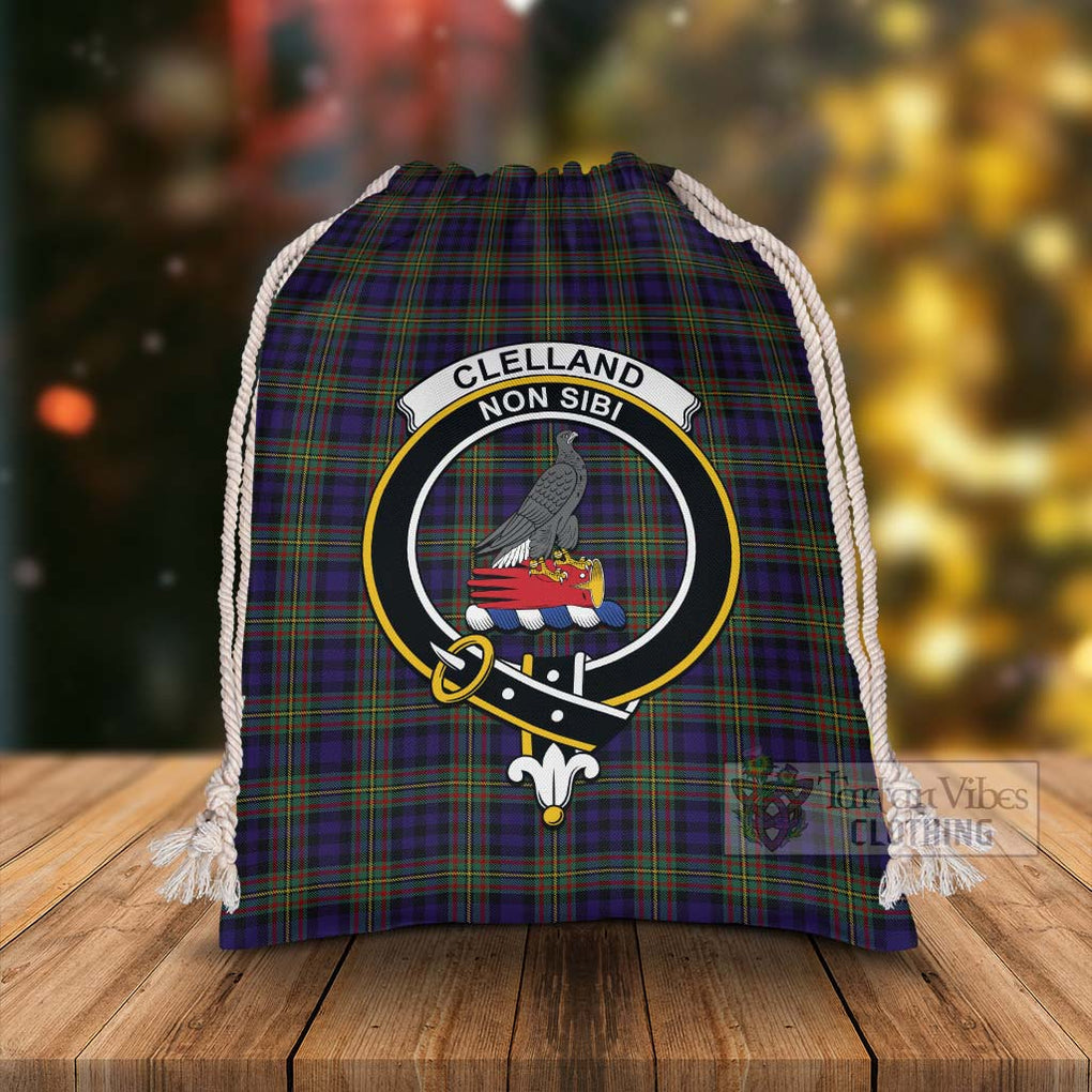 Clelland Tartan Christmas Santa's Bag with Family Crest