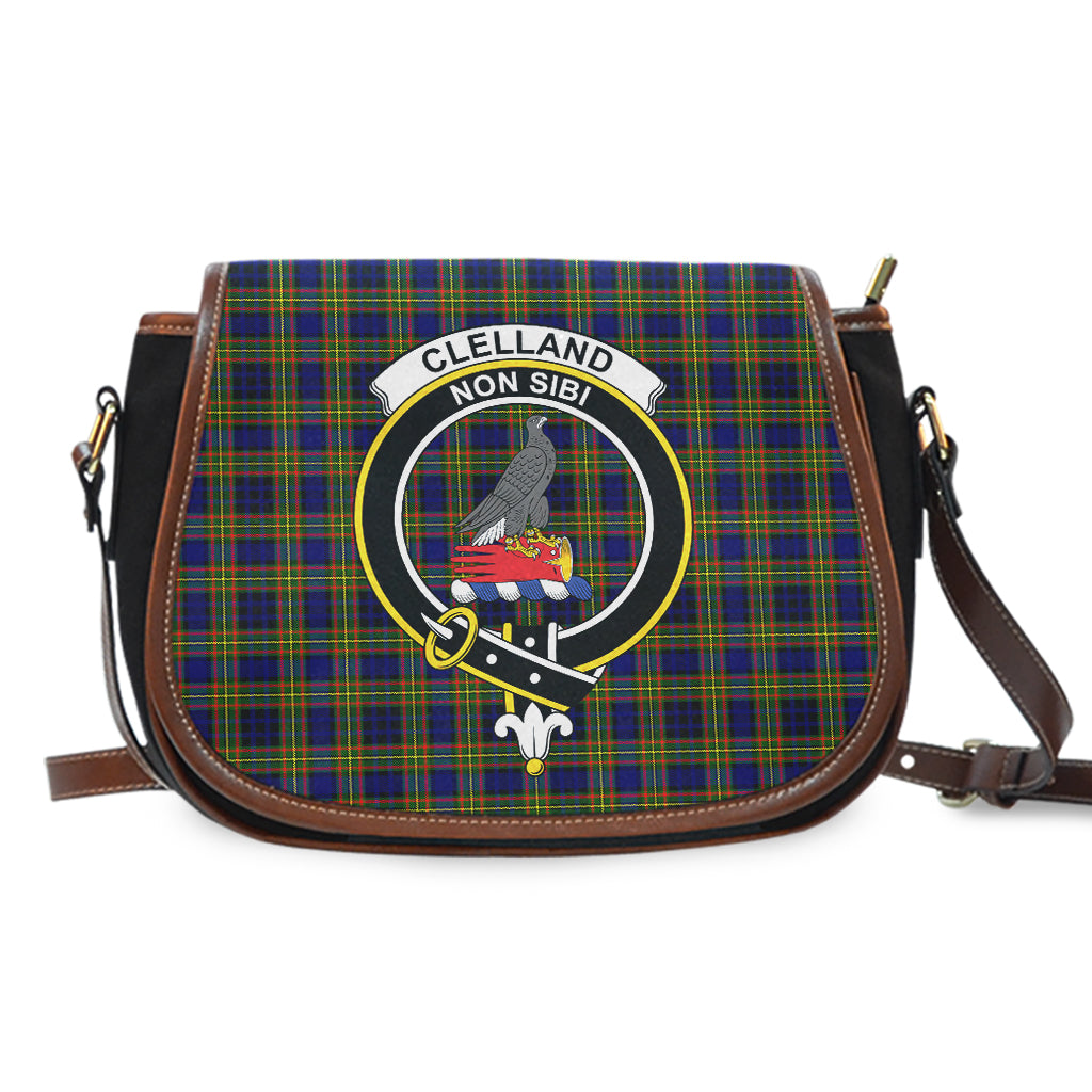Clelland Modern Tartan Saddle Bag with Family Crest