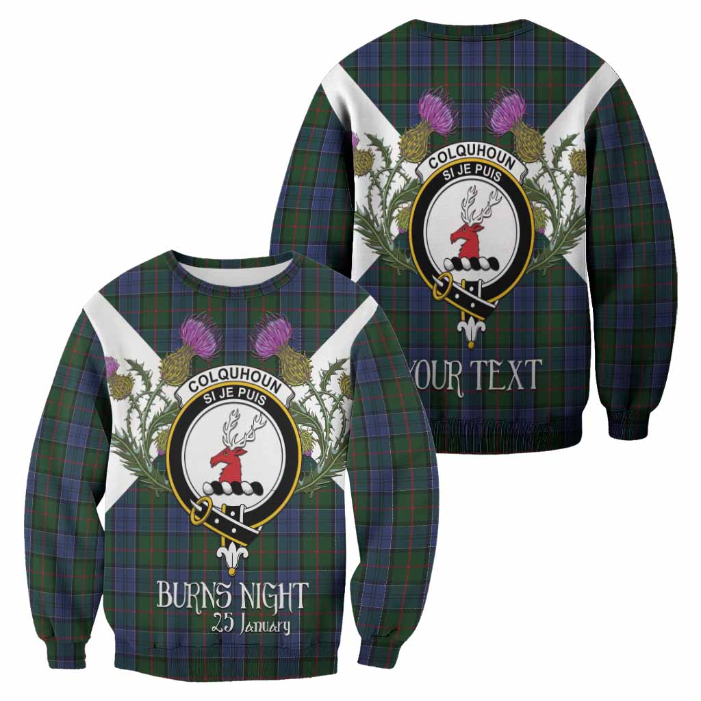 Colquhoun Tartan Family Crest Sweatshirt Scottish Burns Night Thistle ...