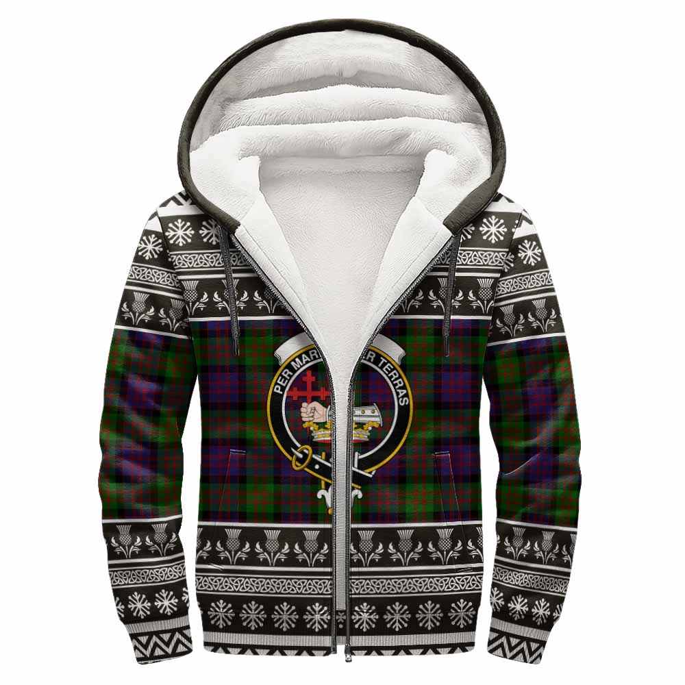 Coull Clan Tartan Christmas Fleece Hoodie with Family Crest