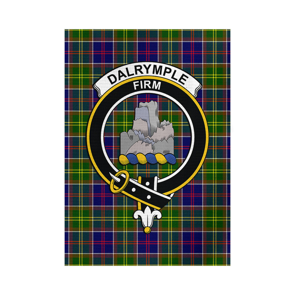 Dalrymple Tartan Garden Flag with Family Crest