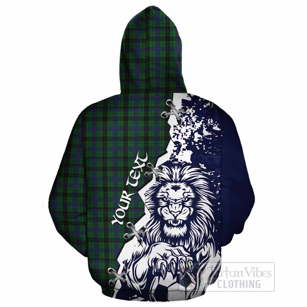 Davidson Tartan Scottish Cotton Hoodie Angry Lion With Soccer Ball ...