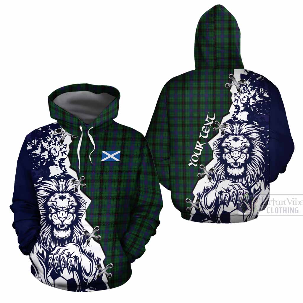 Davidson Tartan Scottish Cotton Hoodie Angry Lion With Soccer Ball ...