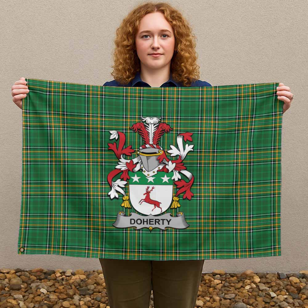 Doherty Irish Clan Tartan House Flag with Coat of Arms