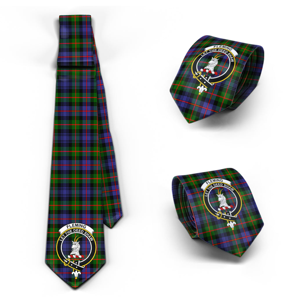 Fleming Tartan Classic Necktie with Family Crest