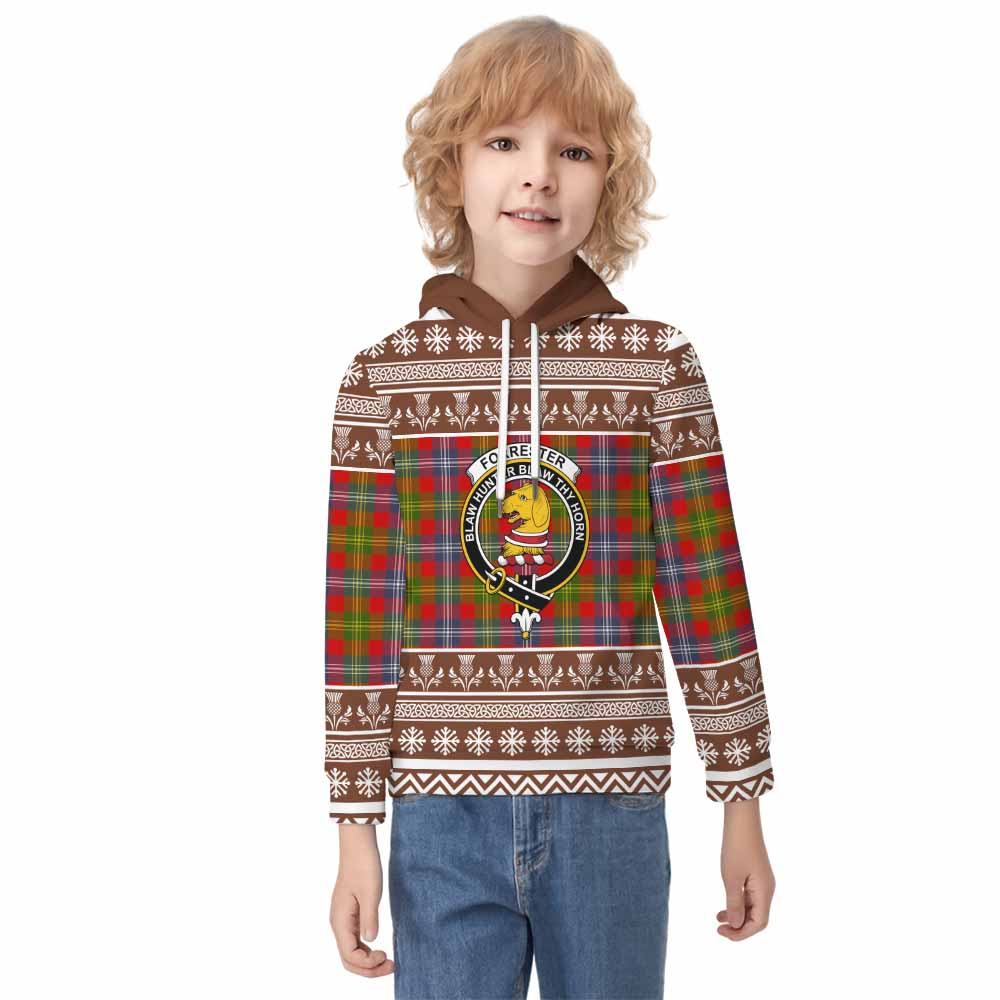 Forrester (Foster) Clan Tartan Christmas Kid Hoodie with Family Crest