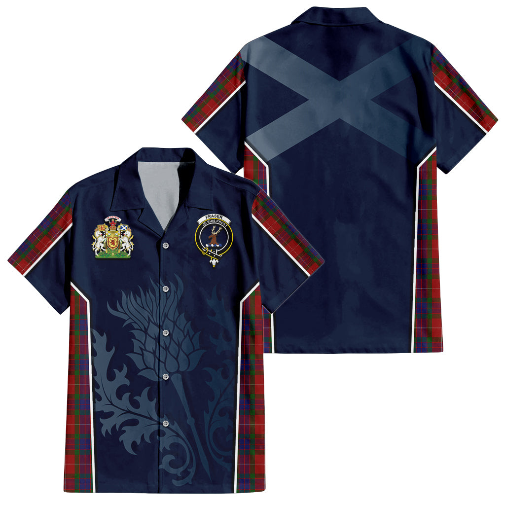 Fraser Tartan Short Sleeve Button Up Shirt with Family Crest and Scott ...