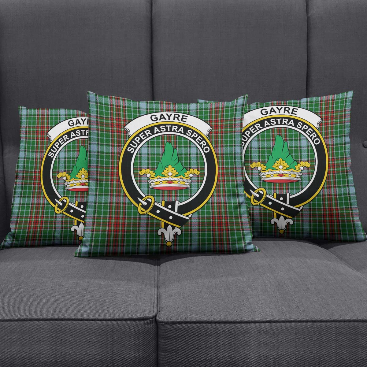 Gayre Tartan Pillow Cover with Family Crest