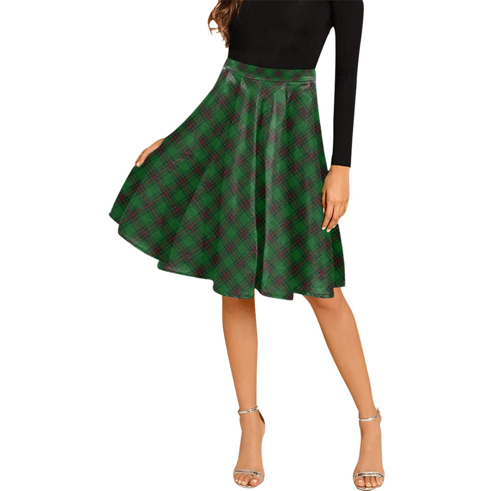 Ged Tartan Melete Pleated Midi Skirt Cross Style