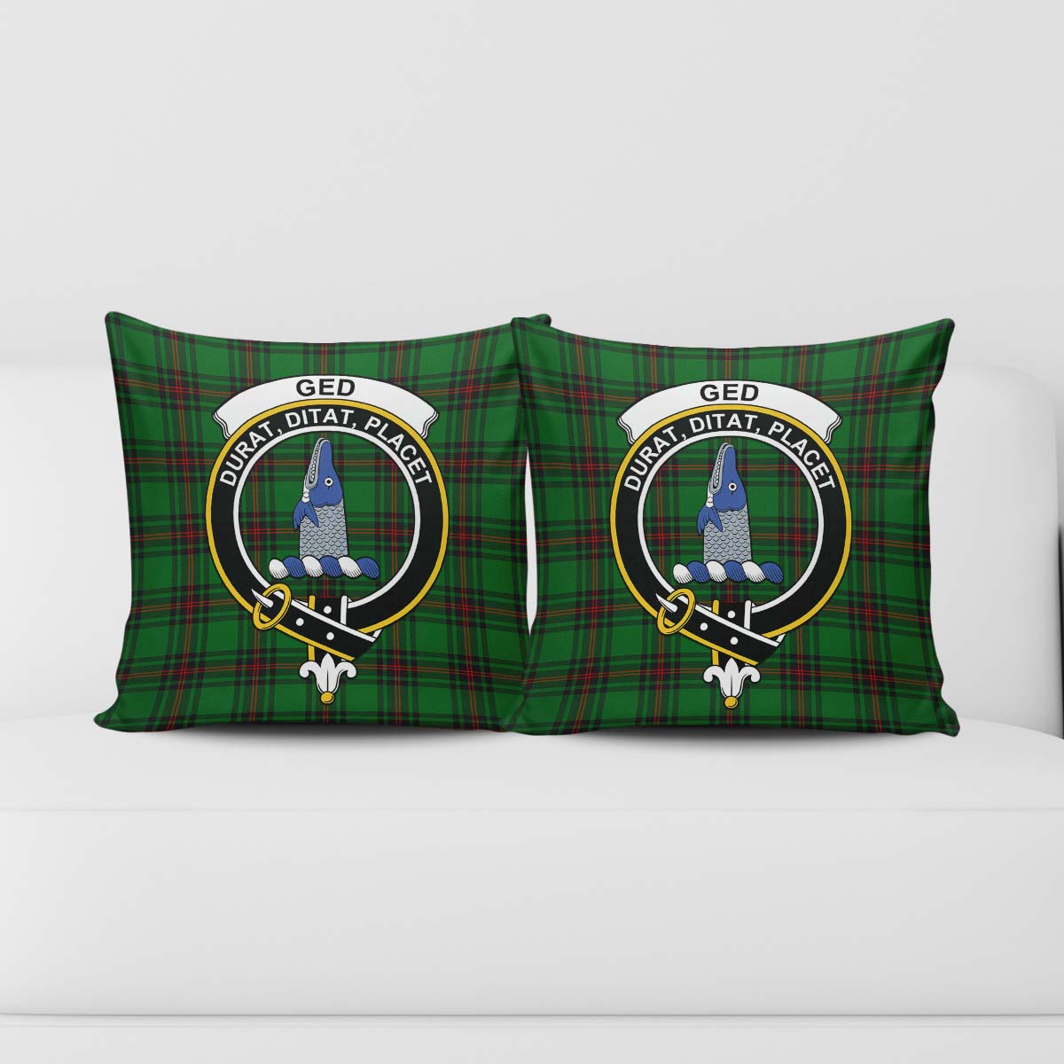 Ged Tartan Pillow Cover with Family Crest