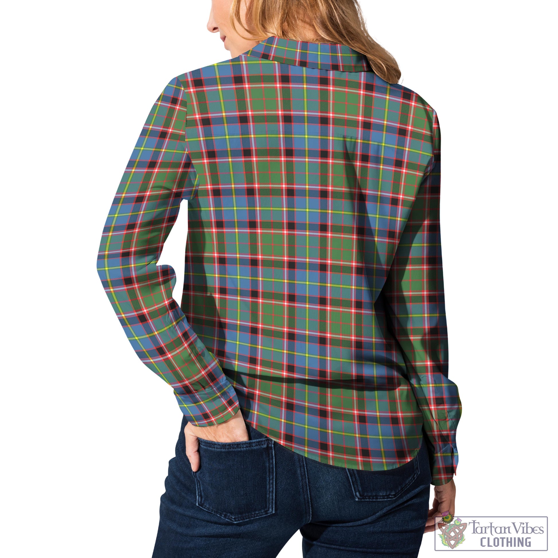 Glass Tartan Womens Casual Shirt with Family Crest