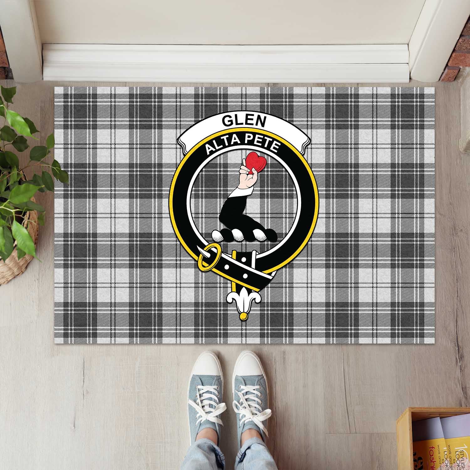 Glen Tartan Door Mat with Family Crest
