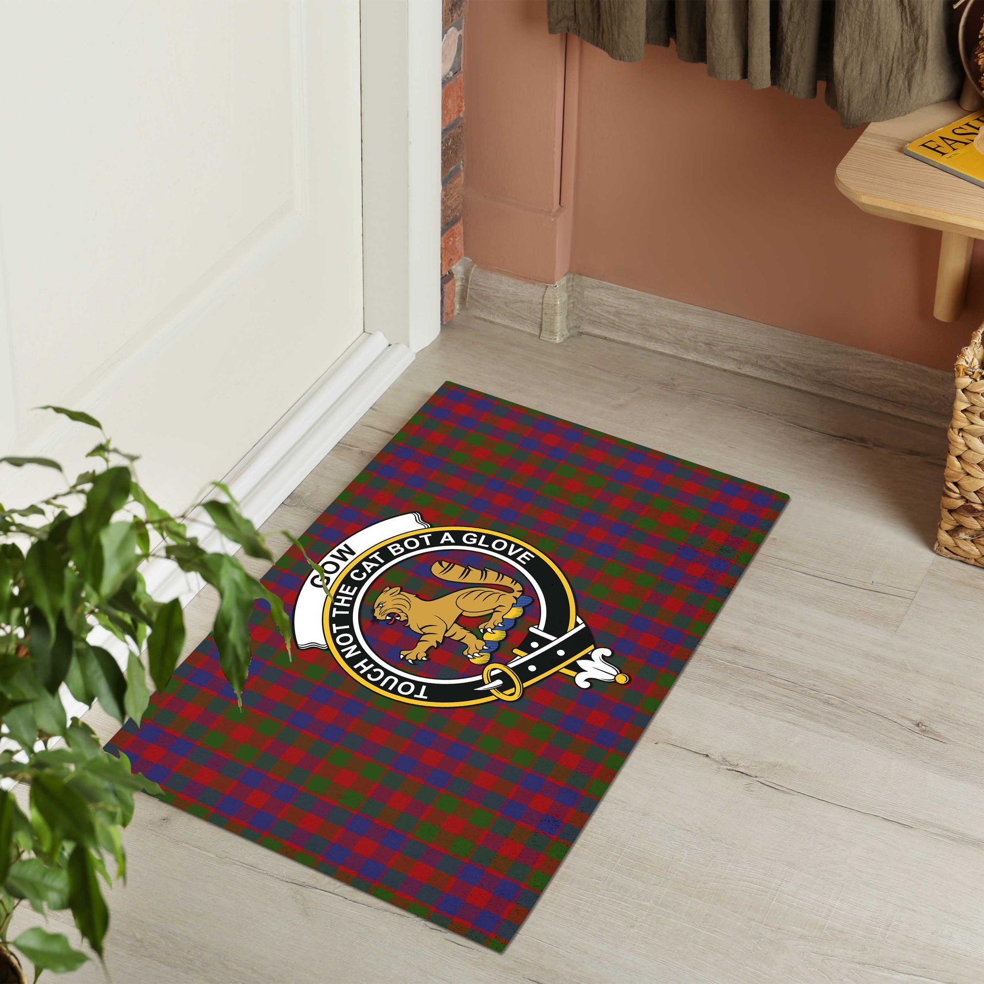 Gow Tartan Door Mat with Family Crest