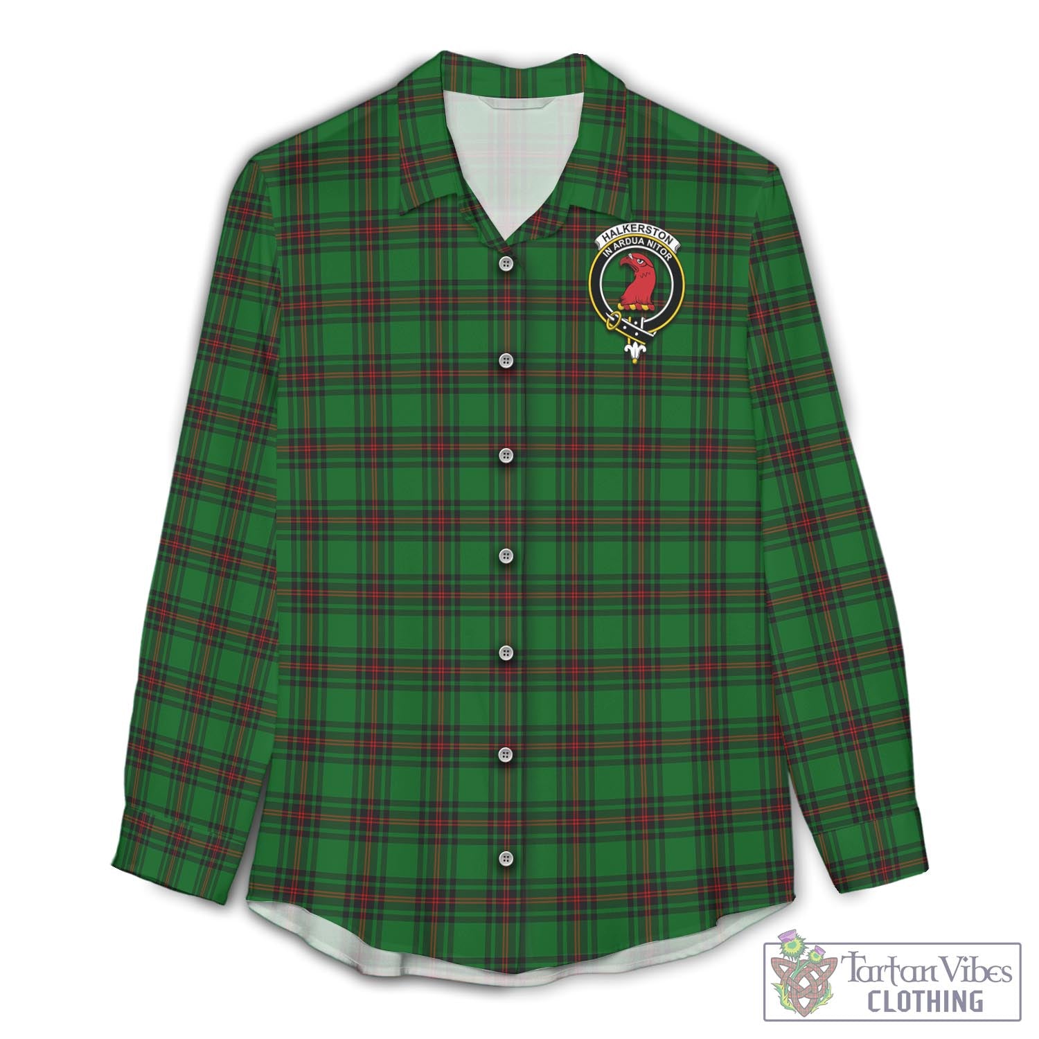 Halkerston Tartan Womens Casual Shirt with Family Crest