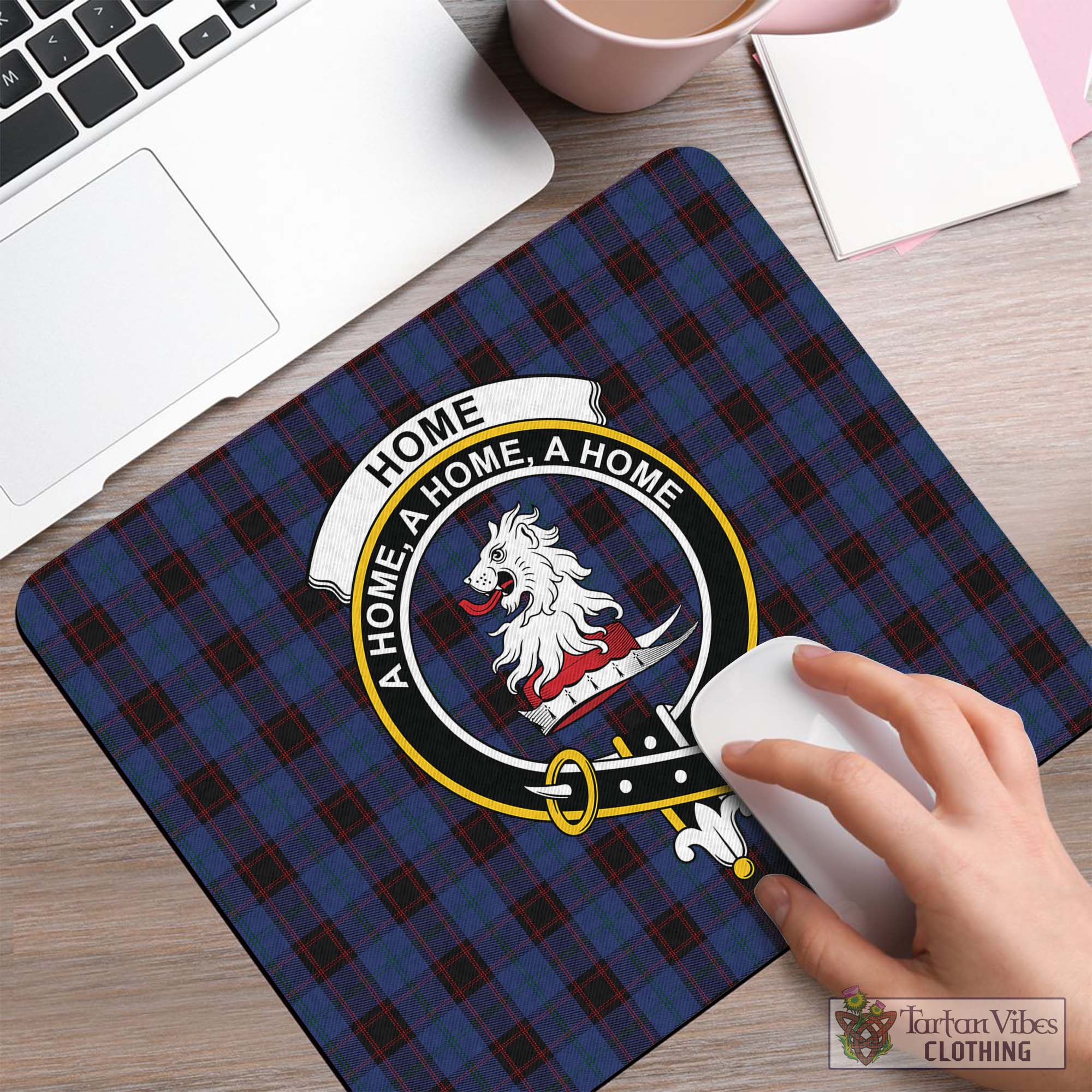 Home (Hume) Tartan Mouse Pad with Family Crest