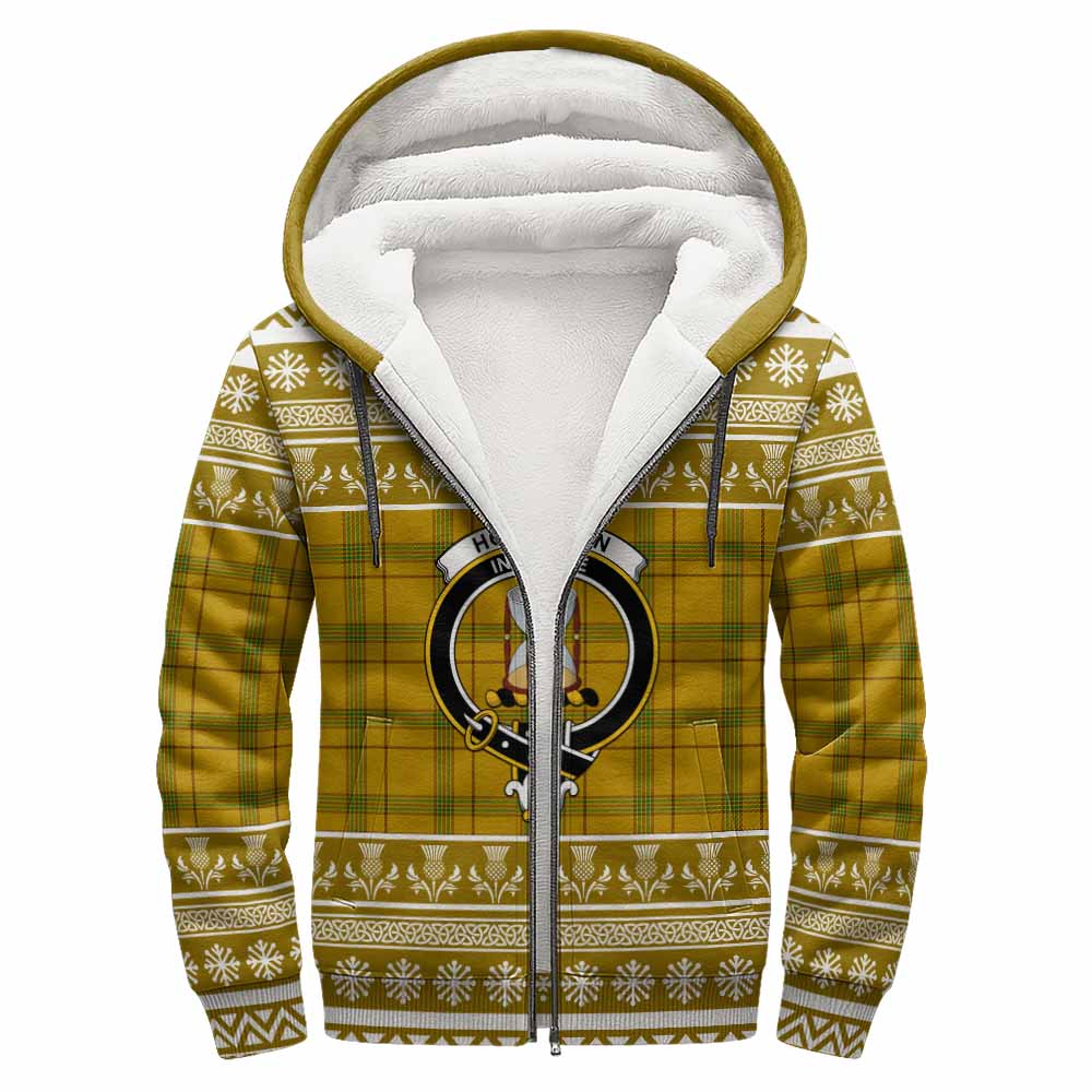 Houston Clan Tartan Christmas Fleece Hoodie with Family Crest