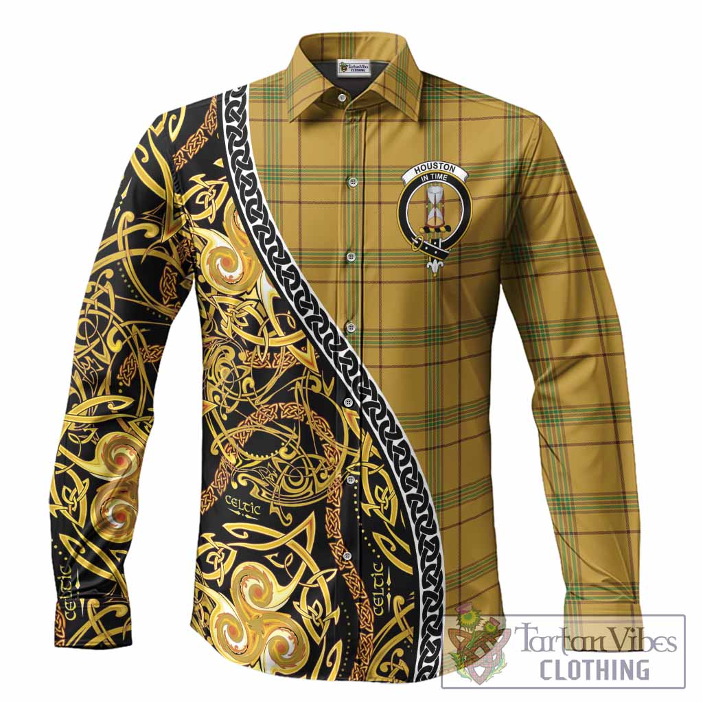 Houston Tartan Crest Long Sleeve Button Shirts Celtic Knot and Triple ...