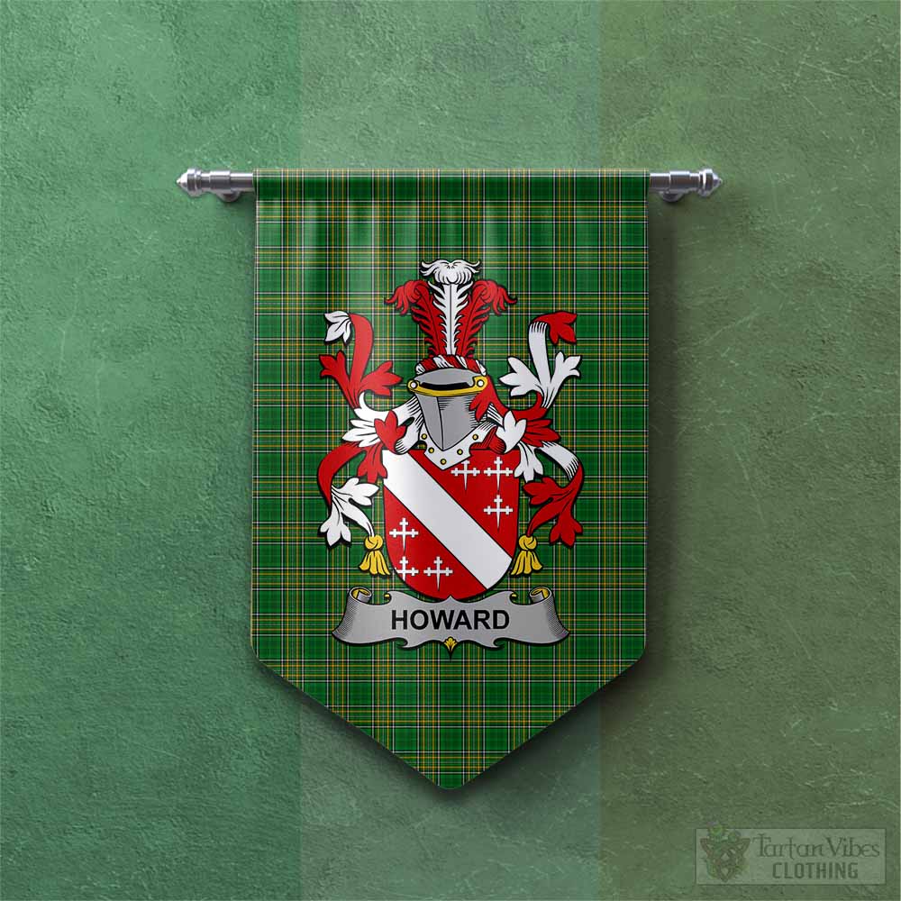 Howard Irish Clan Tartan Gonfalon, Tartan Banner with Coat of Arms