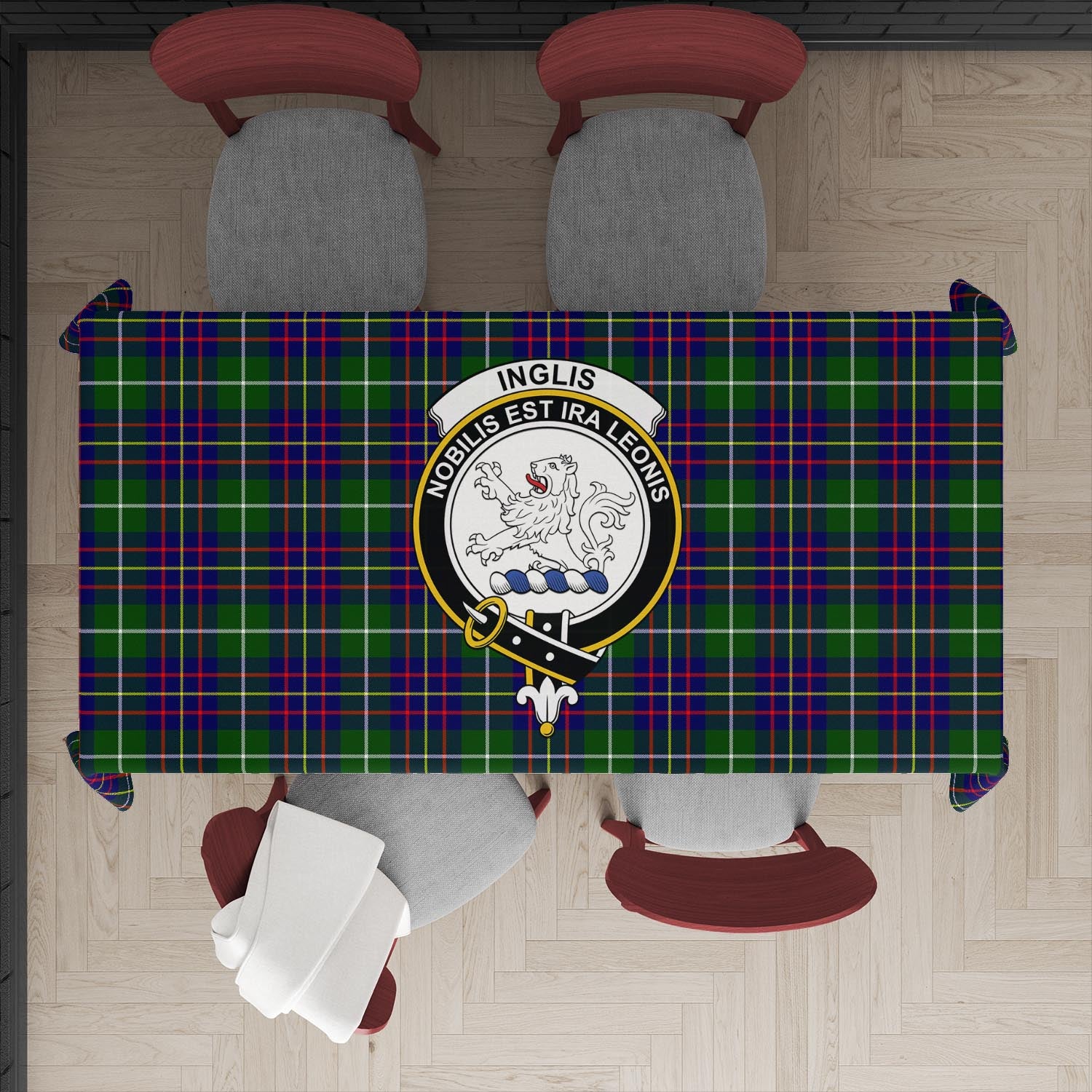 Inglis Tartan Tablecloth with Family Crest