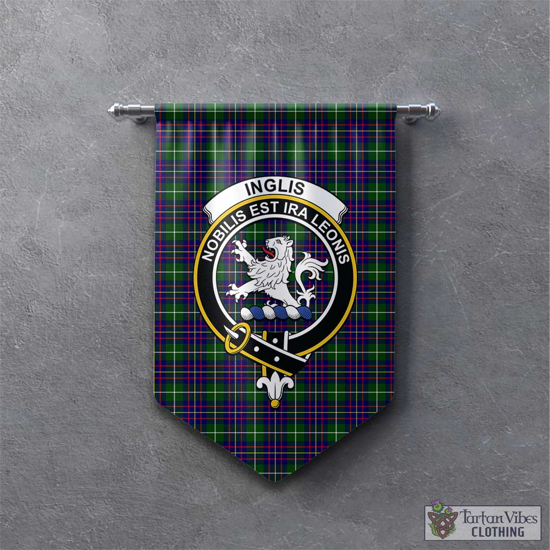 Inglis Tartan Gonfalon, Tartan Banner with Family Crest