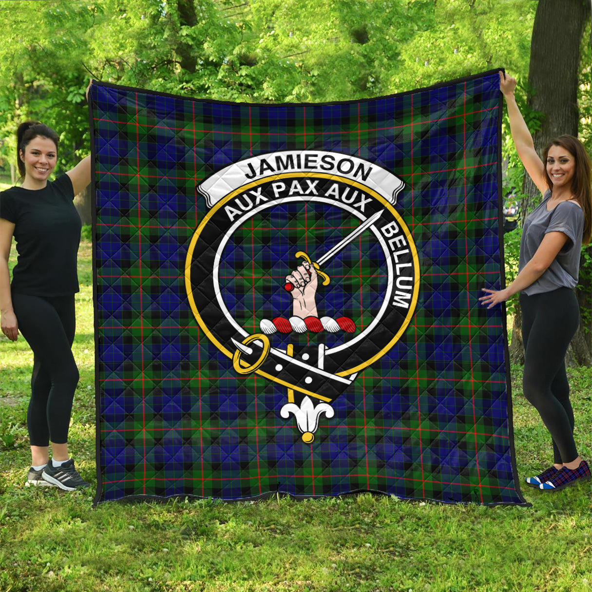 Jamieson Tartan Quilt with Family Crest