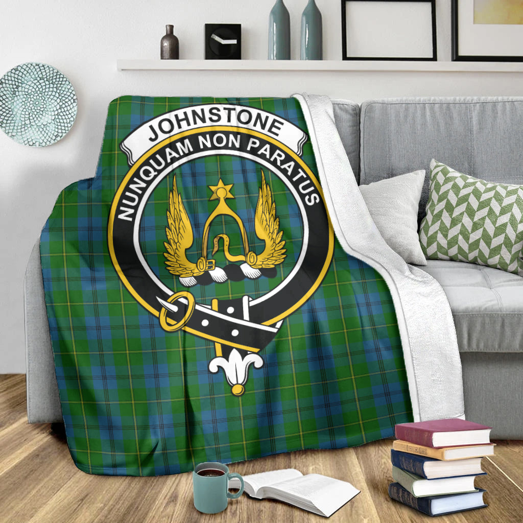 Johnstone (Johnston) Tartan Blanket with Family Crest