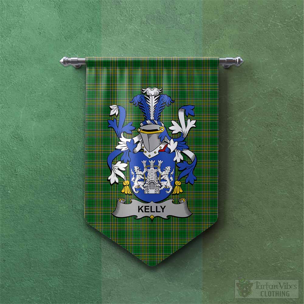 Kelly Irish Clan Tartan Gonfalon, Tartan Banner with Coat of Arms