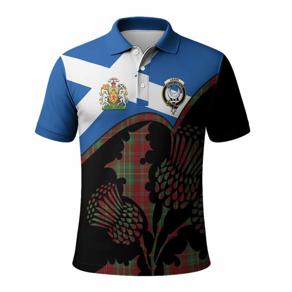 Leask Tartan Family Crest Polo Shirt Scotland Thistle Floral Flag Style ...