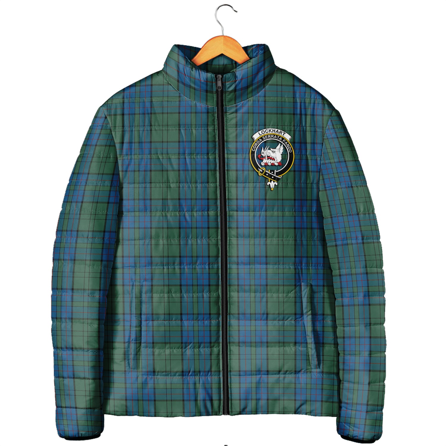 Lockhart Tartan Padded Jacket with Family Crest – Tartan Vibes Clothing
